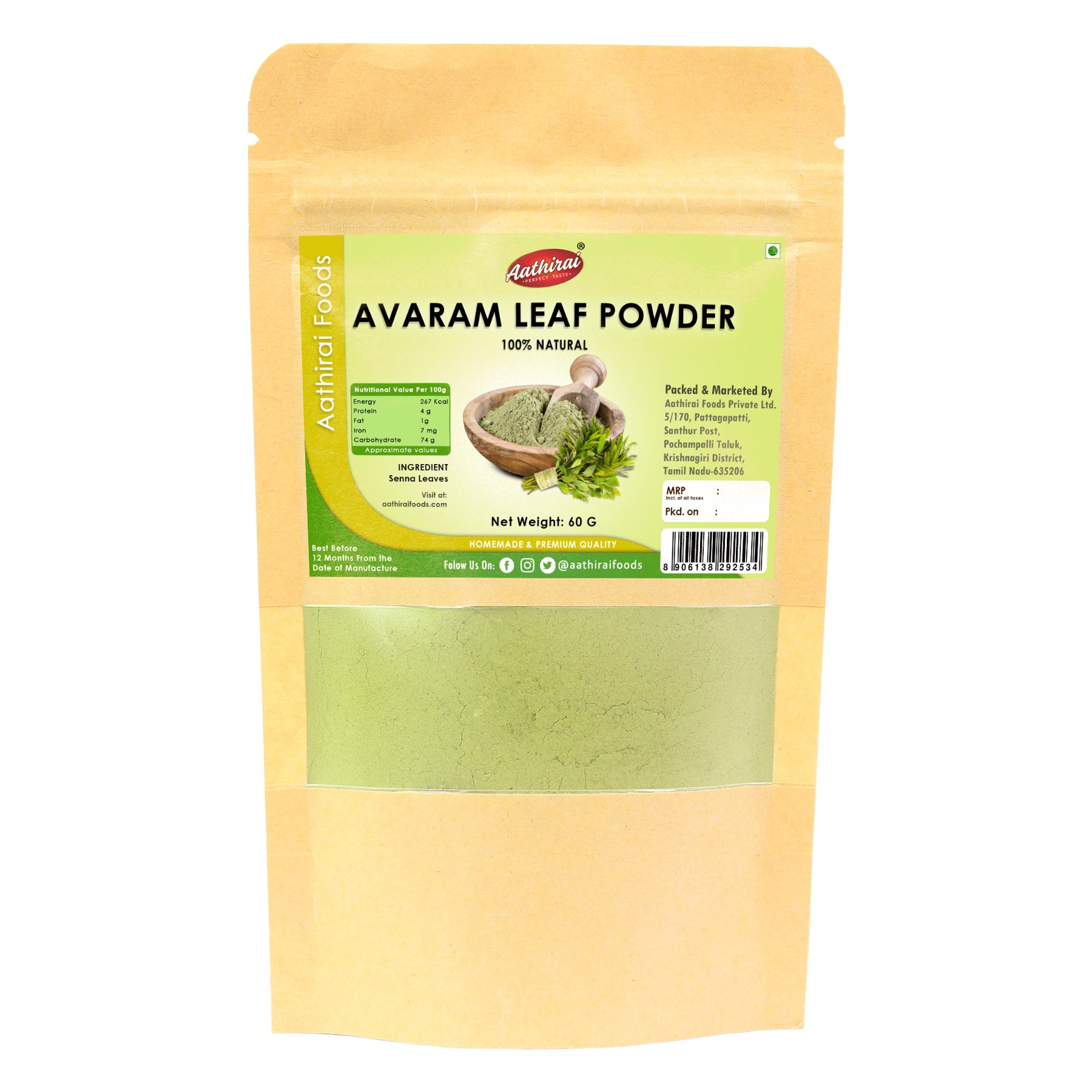 Aathirai Avaram Leaf Powder | 60 GMS | 100% Natural & Pure | Tenners C ...