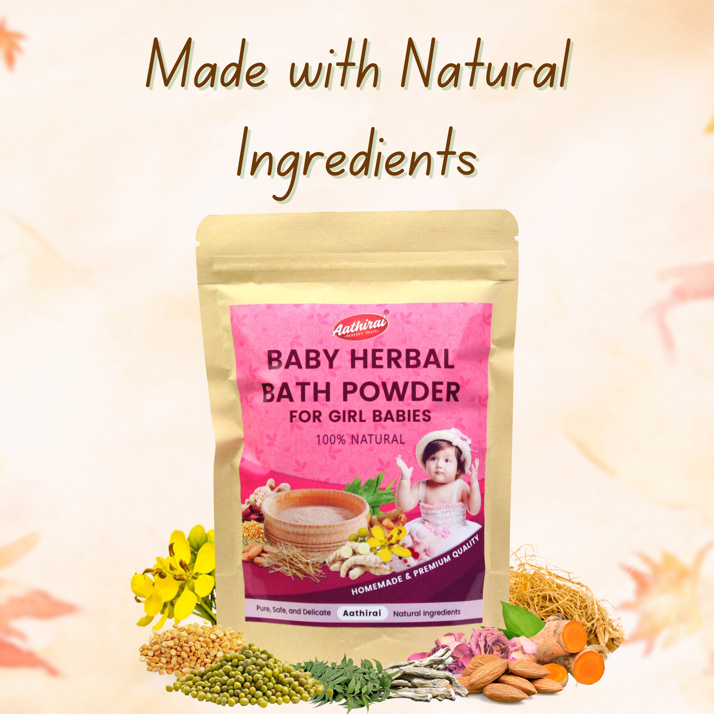 Baby Herbal Bath Powder For Girls Babies - Aathirai – Aathirai Foods ...